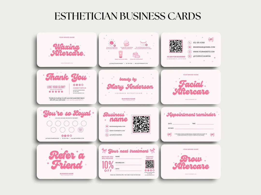 Esthetician Card Template Aftercare Lash Canva Esthetician Business ...