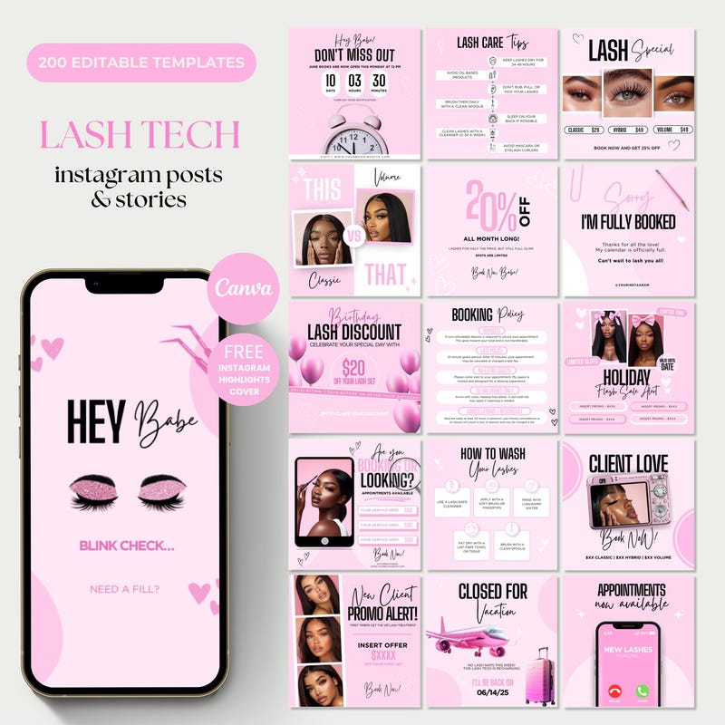 Canva Instagram Lashes - Etsy