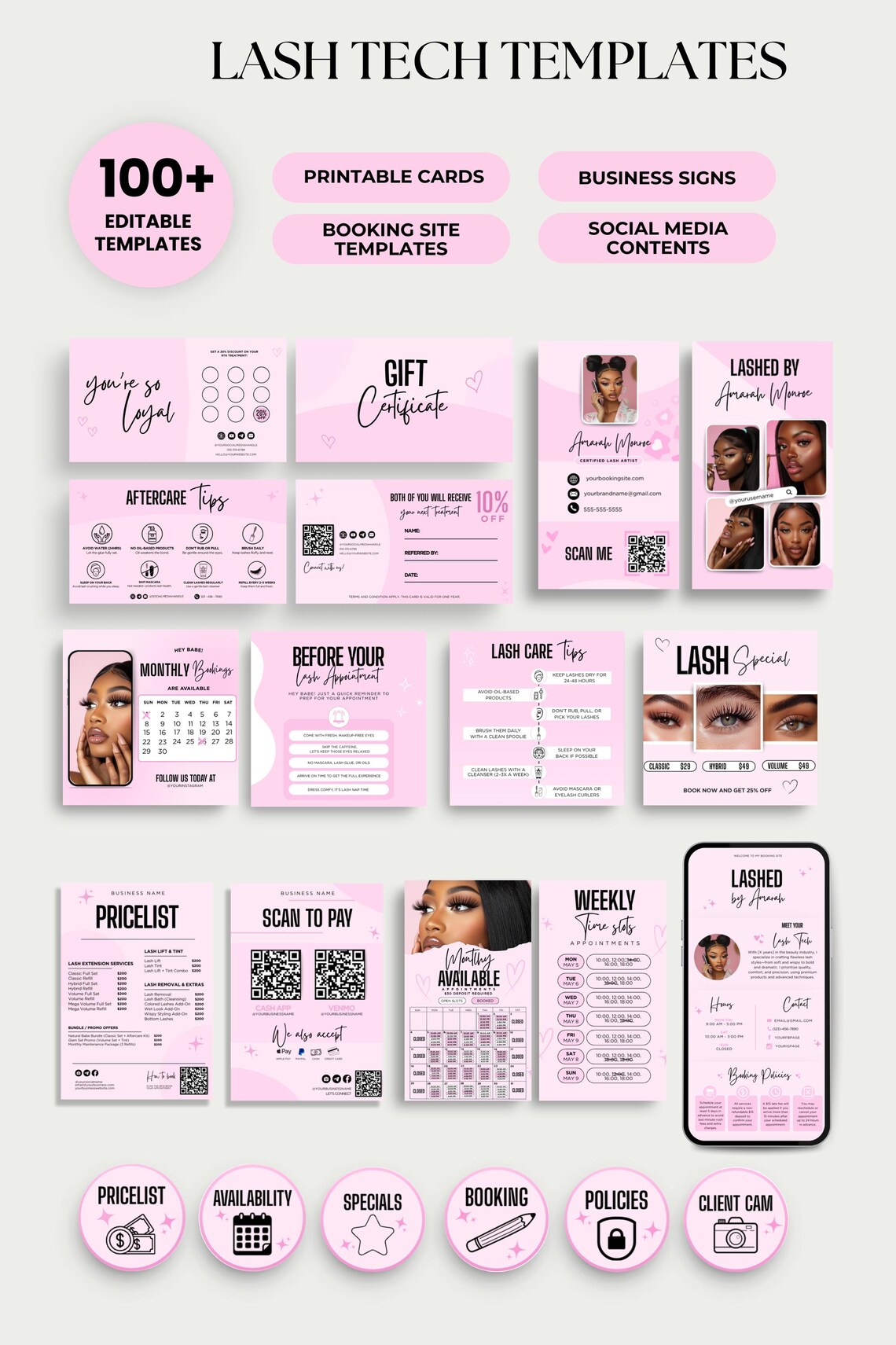 Lash Tech Canva Templates Lash Branding Kit Instagram Lash Posts Kit ...