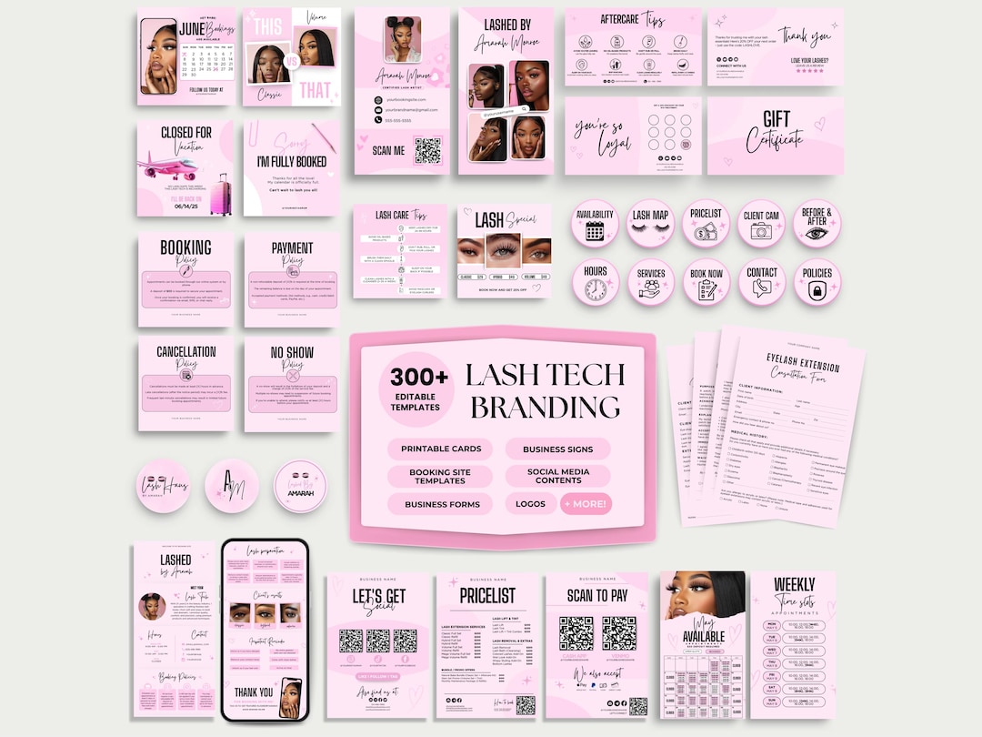 Lashtech Branding Kit Lash Artist Instagram Templates Lash Tech Post ...