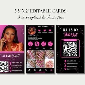 Nail Business Card Instagram QR Code Nail Tech Card Business Nails ...