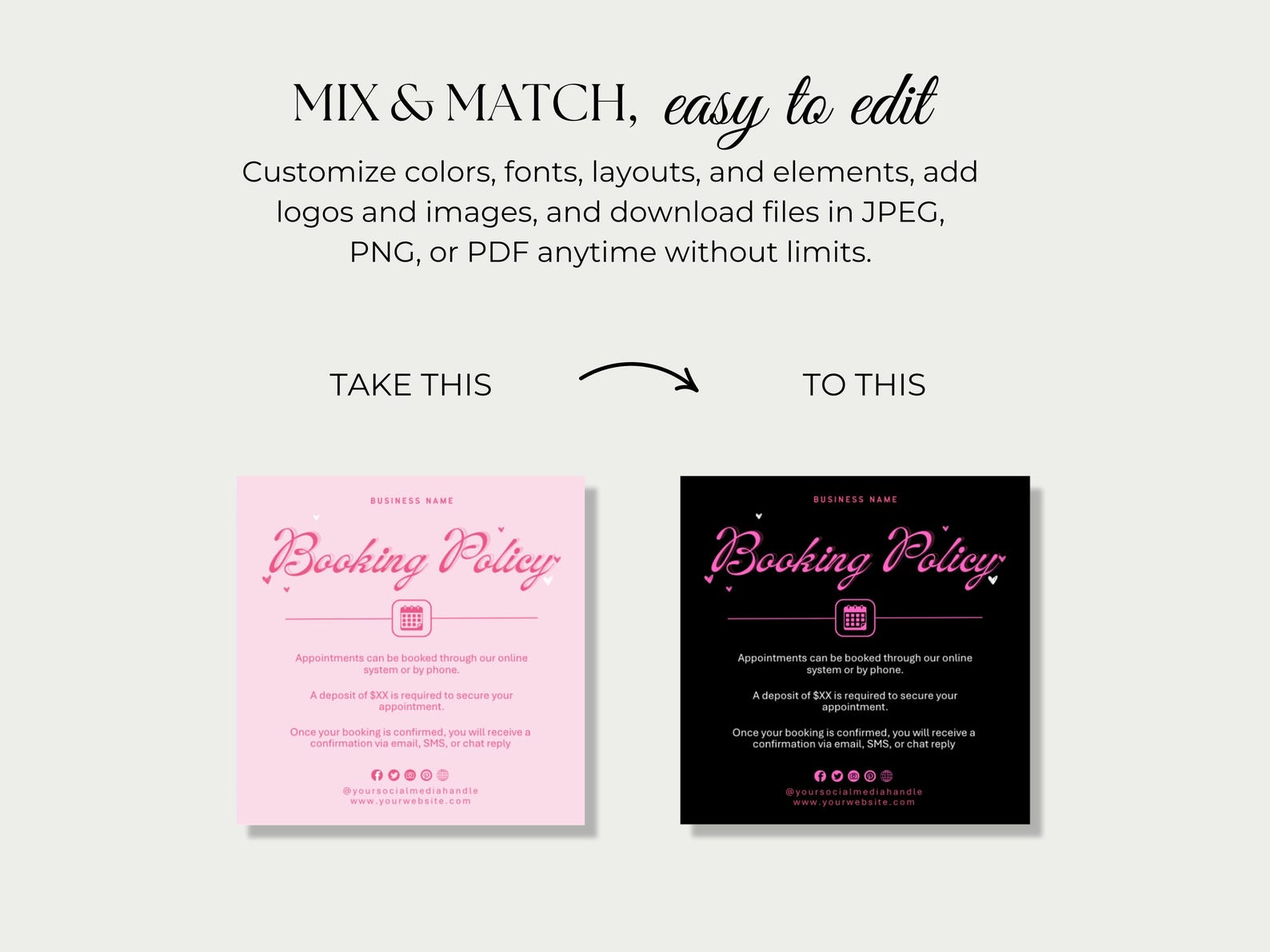 Booking Policy Template Instagram Booking Policies Template Hair ...
