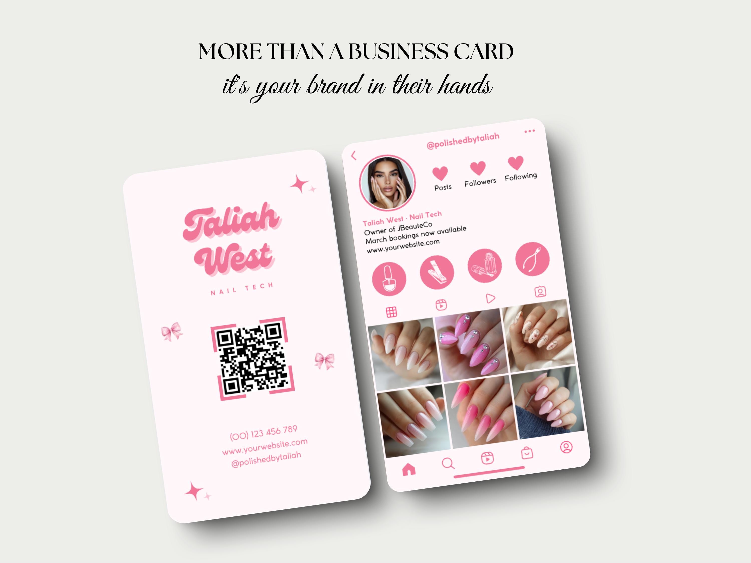 Nail Business Card Template Nail Tech Card Business Nails Salon Card ...