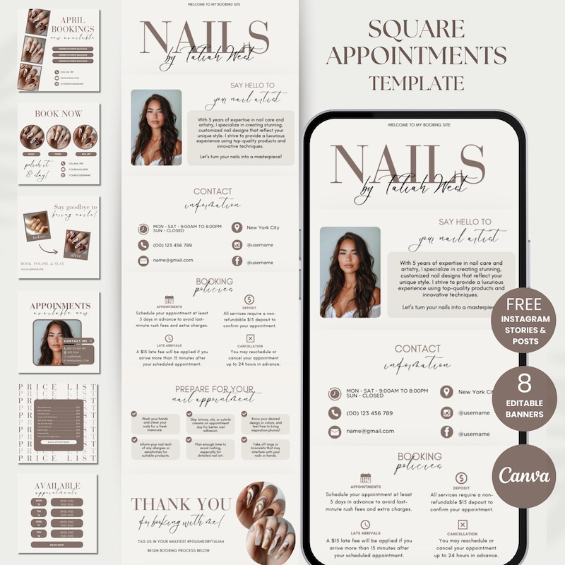 Nail Website for Square - Etsy
