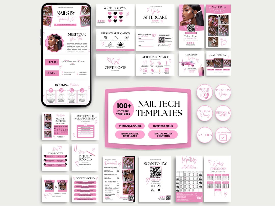 Nailtech Canva Template Nail Tech Branding Kit Nails Posts Instagram ...