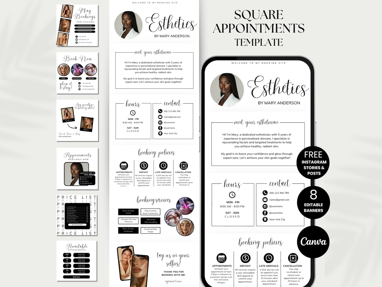 Square Appointment Template Estheticians Booking Website Esthetician ...