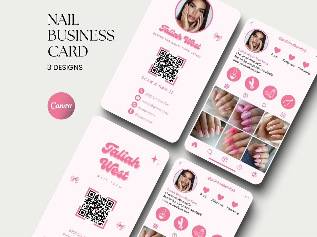 Nail Business Card Template Nail Tech Card Business Nails Salon Card ...