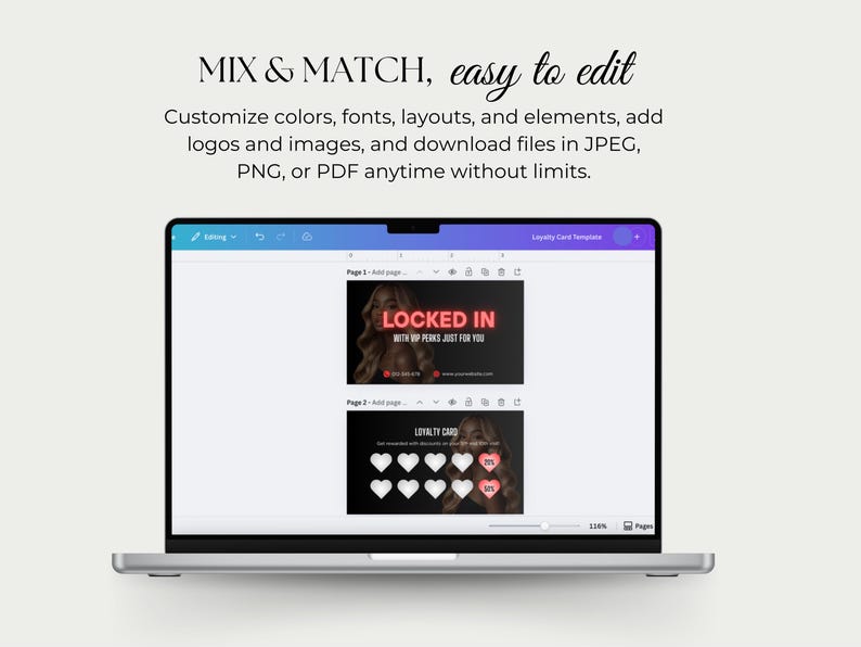 Beauty Loyalty Card Template VIP Loyalty Card Canva Hair Stylist Card ...