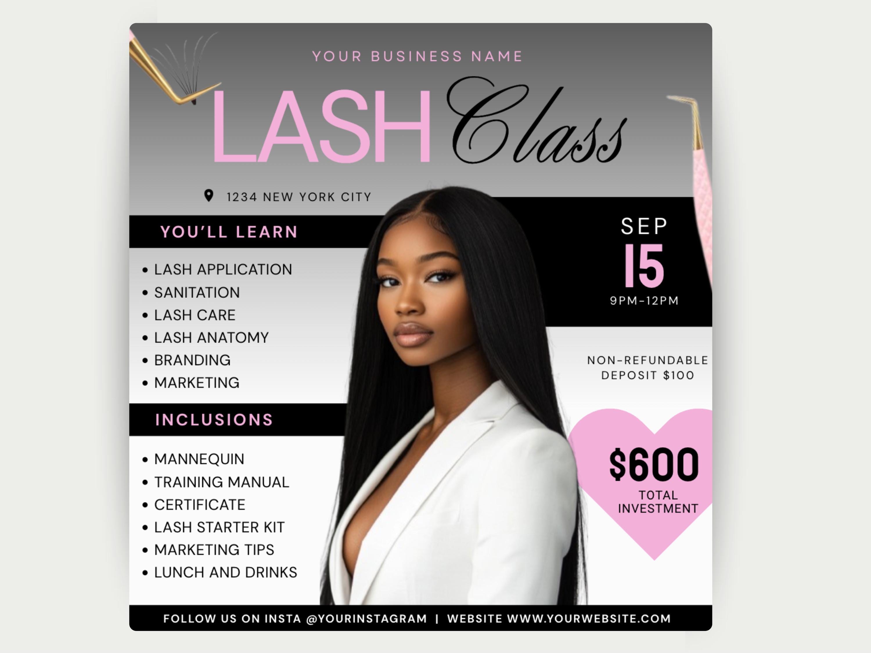 Eyelash Course Flyer Training Lash Class Flyer Lash Extension Flyer ...