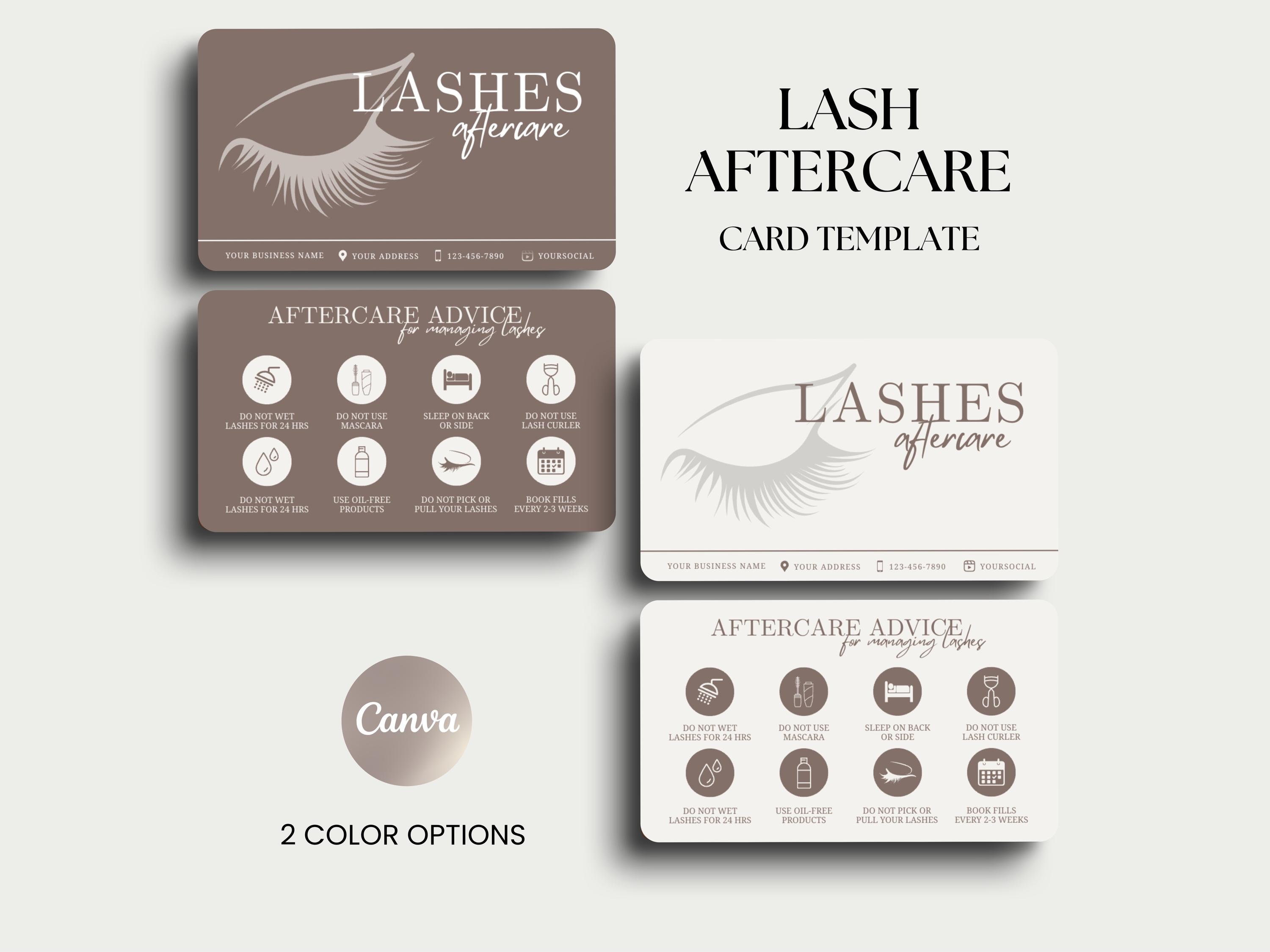 Lashes Aftercare Card Template Aftercare Card Lash Extension After Care ...