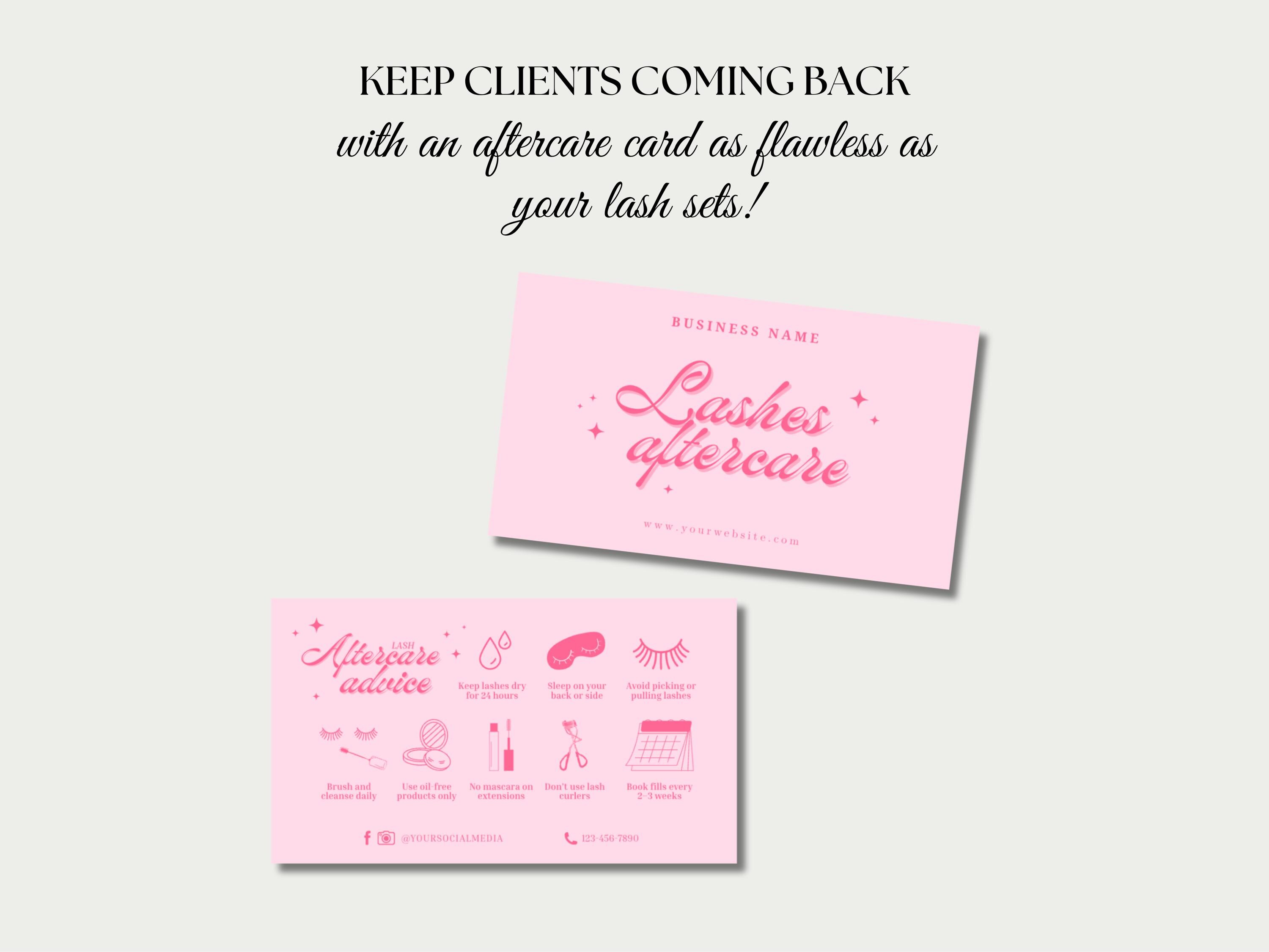 Lash Aftercare Cards Template Lashes After Care Guide Lash Extension ...