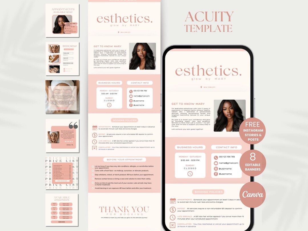 Acuity Esthetician Scheduling Template Esthetician Booking Site Acuity ...