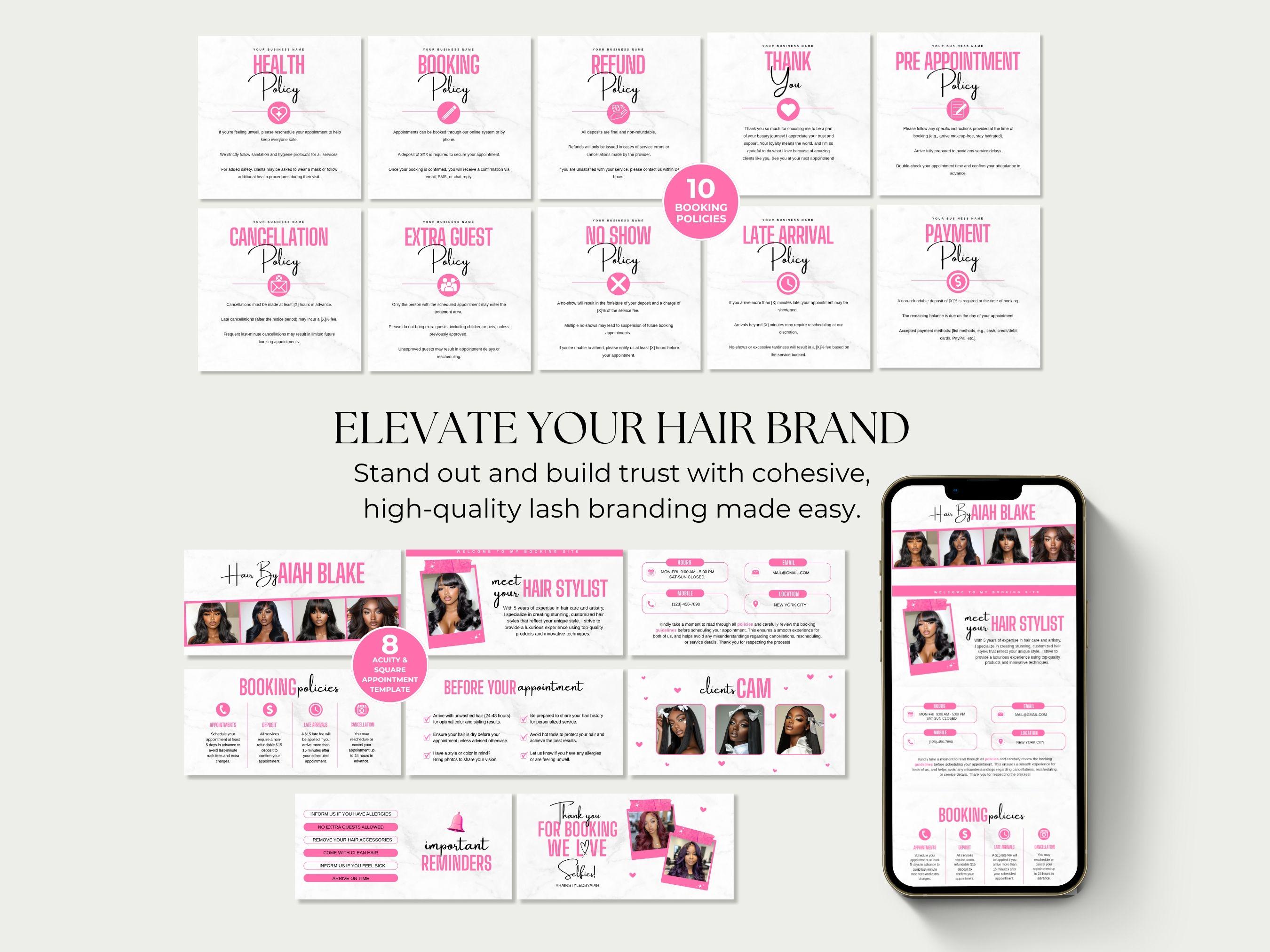 Branding Hair Kit Wig Template Canva Hair Acuity Booking Flyer Wig ...