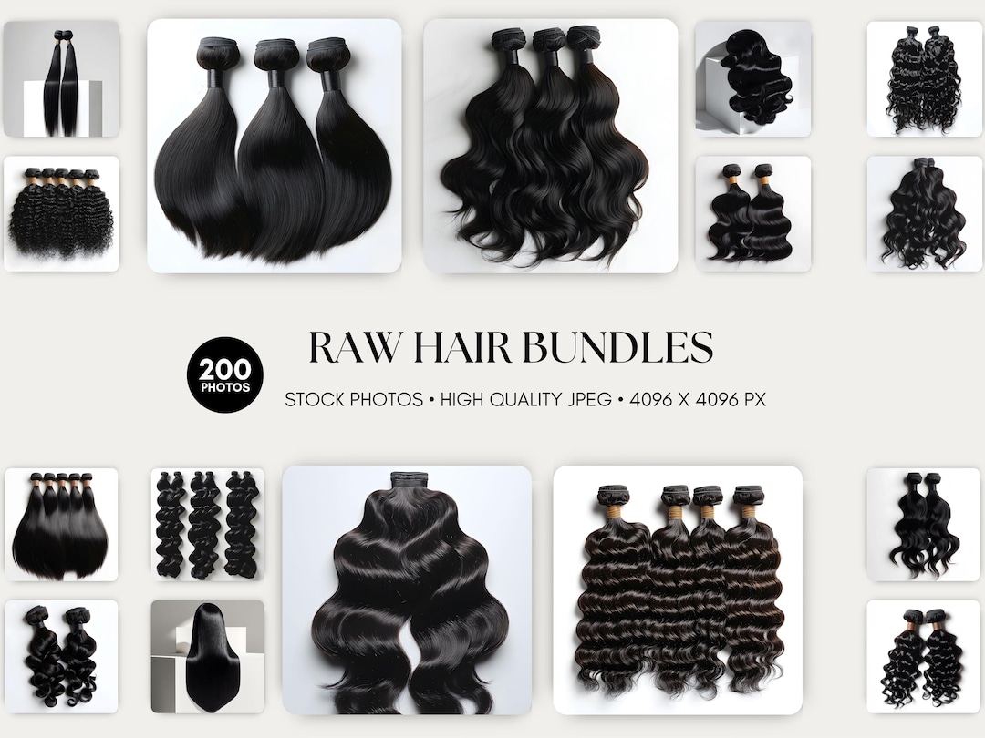 Raw Hair Bundles Stock Photos Salon Hair Photos Bundle Human Raw Hair Extension Stockphoto Hair ...
