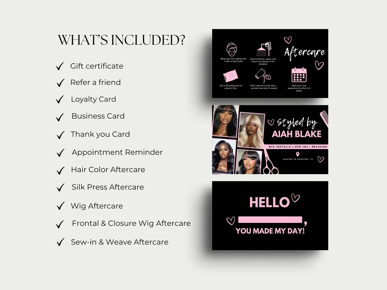 Canva Hair Card Beauty Business Card Template Hairstylist Branding ...
