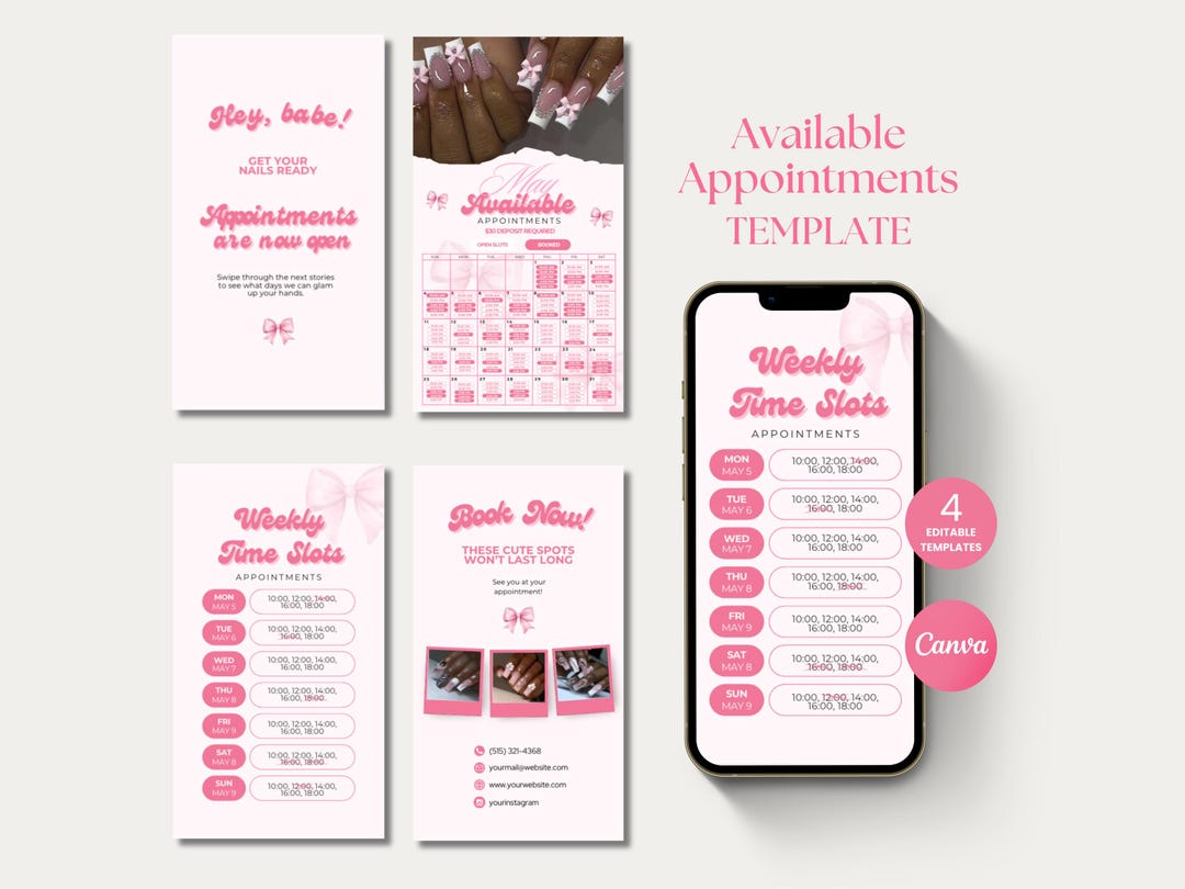 Weekly Available Appointments Template Availability Calendar Instagram ...