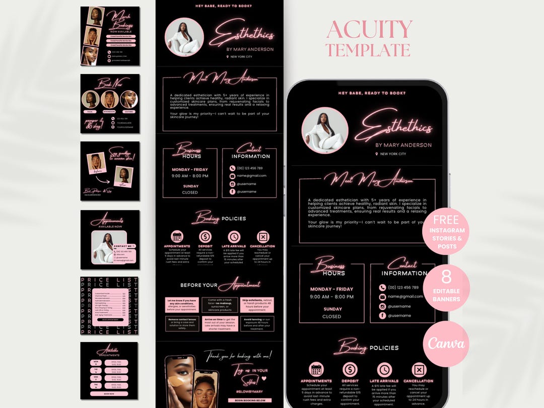 Esthetician Acuity Schedule Template Esthetician Booking Acuity Site Esthetician Branding Acuity ...