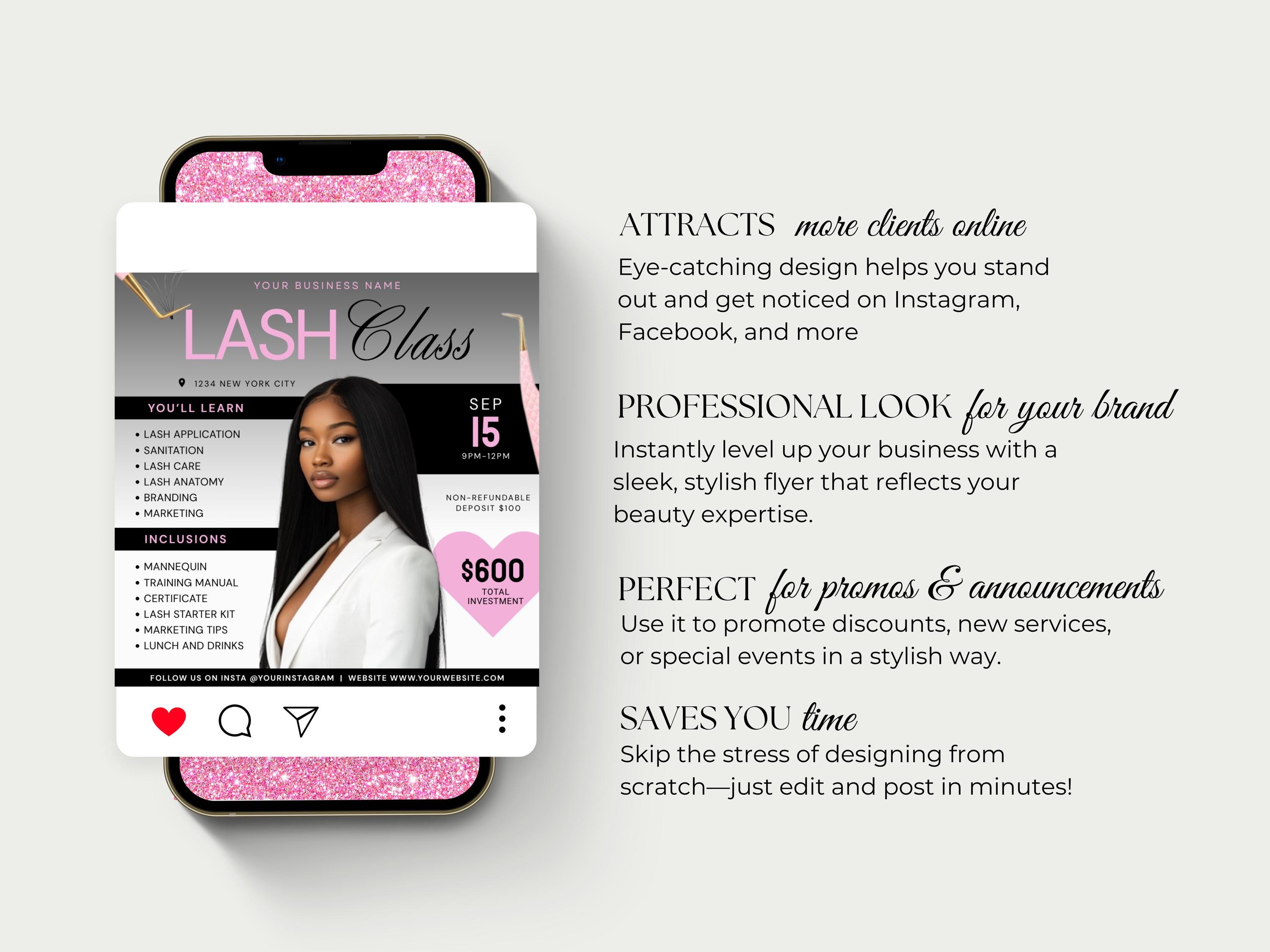 Eyelash Course Flyer Training Lash Class Flyer Lash Extension Flyer ...