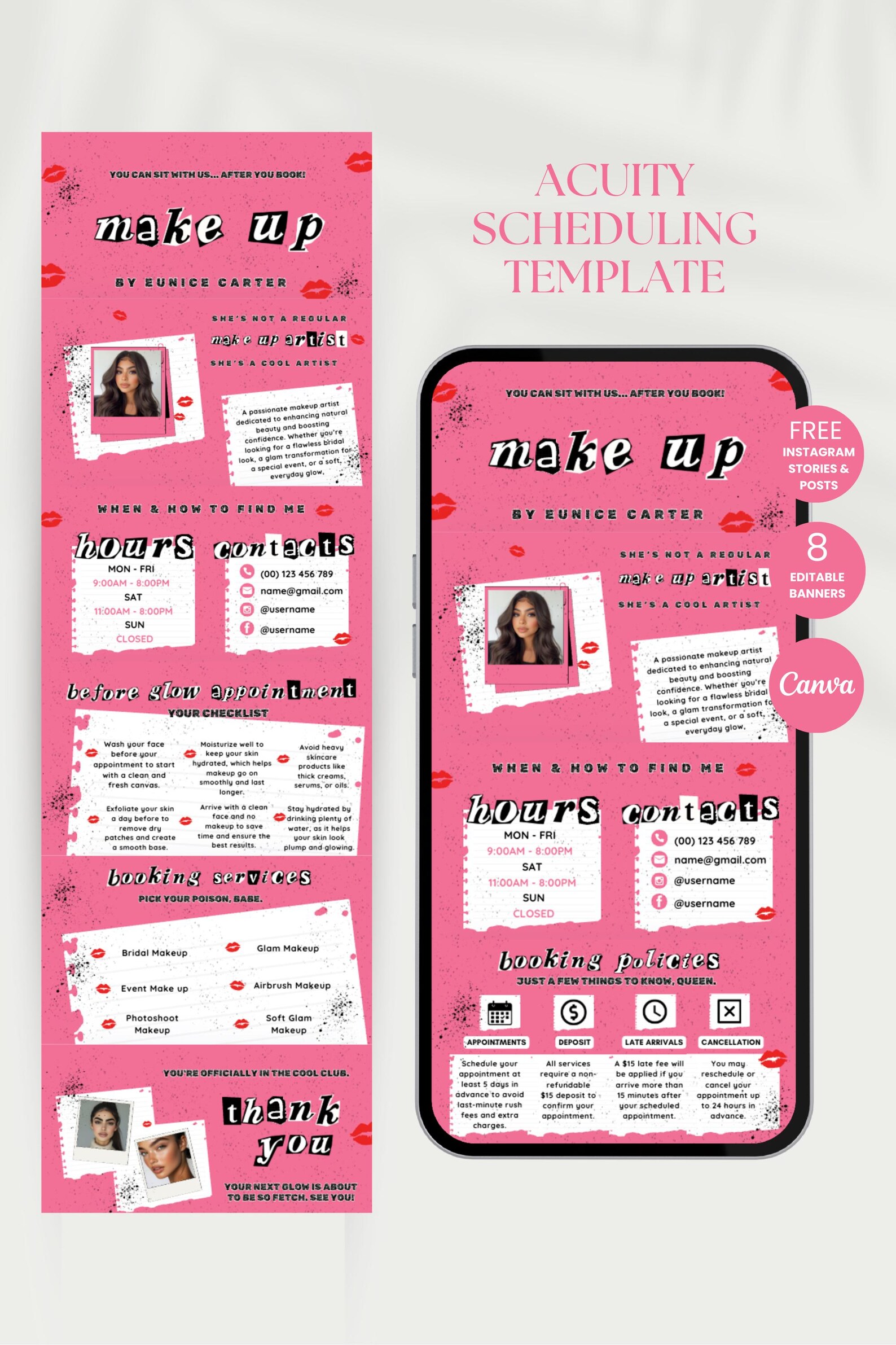 Pink Acuity Makeup Scheduling Template Makeup Scheduler Acuity Booking ...