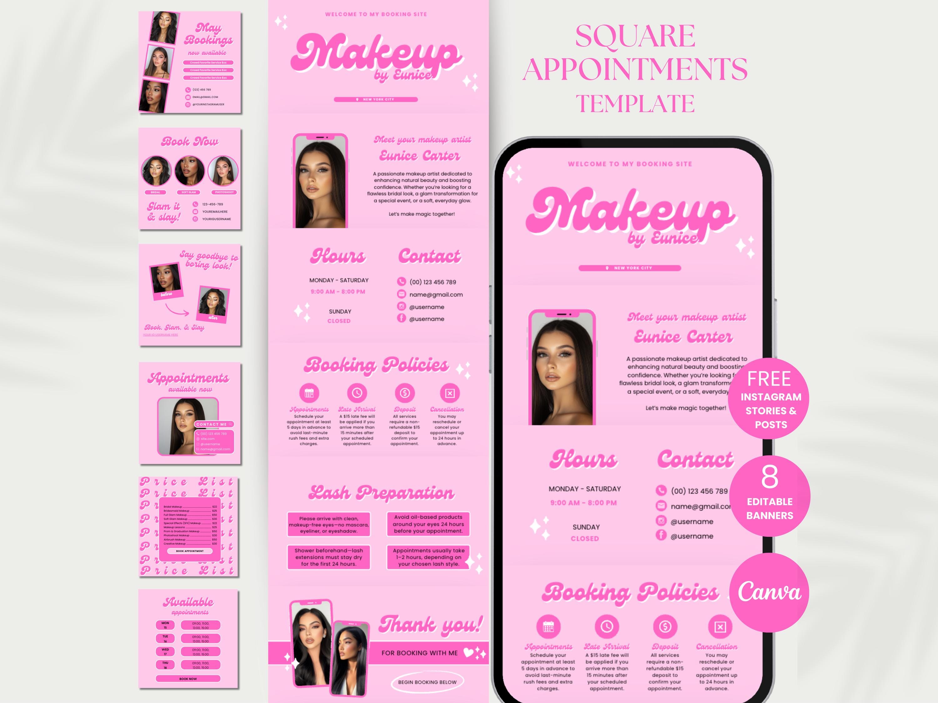 Square Appointment Site Makeup Square Booking Appointments Template ...