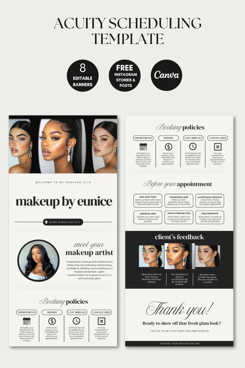 Makeup Acuity Scheduling Template Makeup Booking Site Makeup Schedule ...