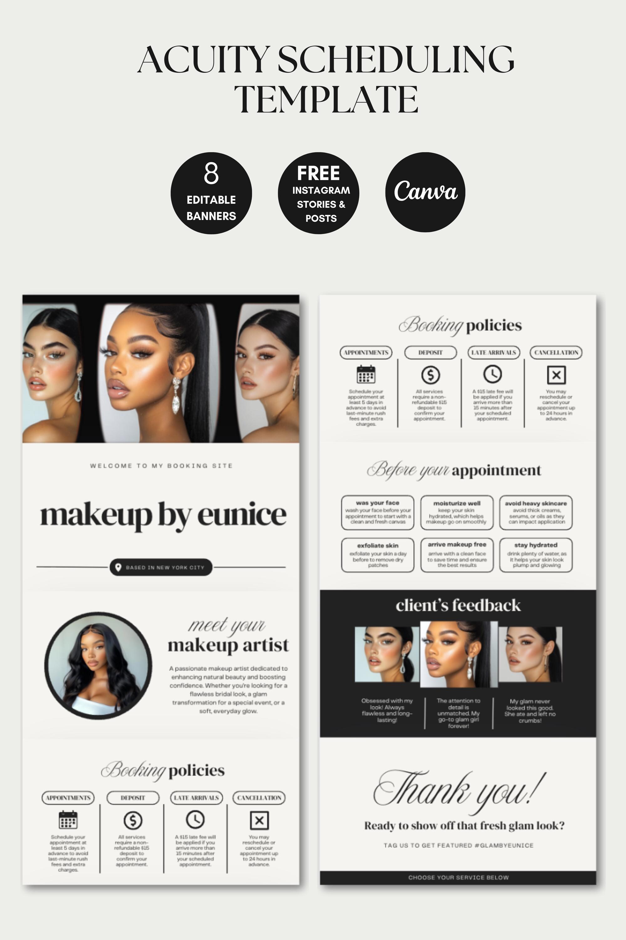 Makeup Acuity Scheduling Template Makeup Booking Site Makeup Schedule ...