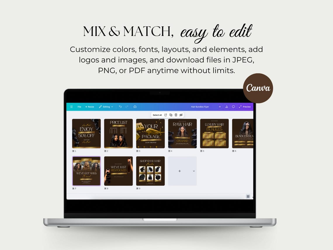 Bundles Pricelist Hair Business Flyer Hair Bundle Template Hair Deals ...