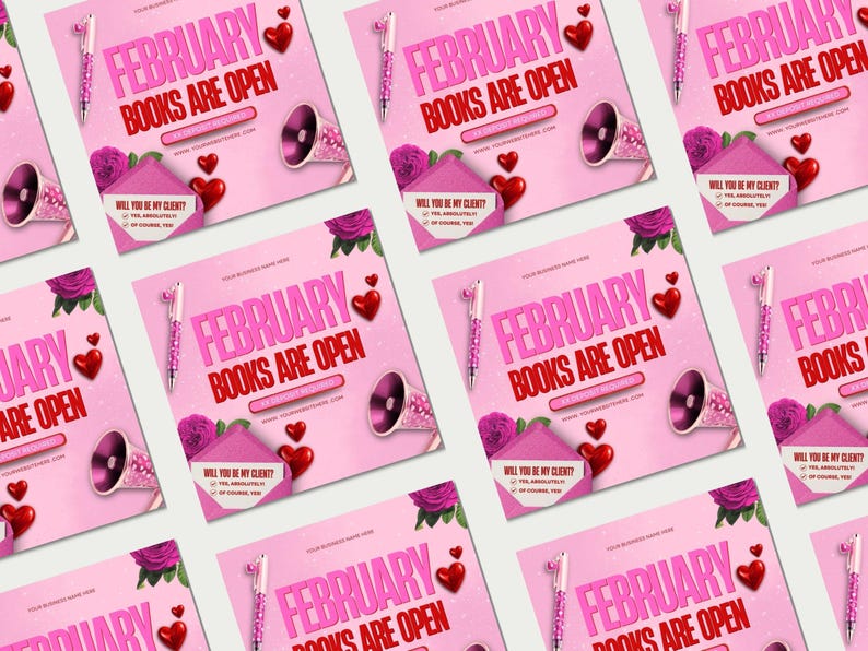 February Books Open Valentines Day Flyer February Hair Flyer Valentines ...