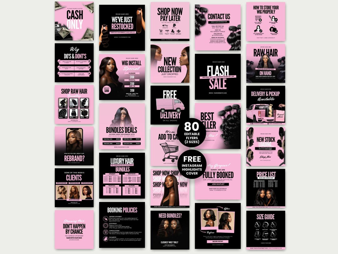 Hair Instagram Post Canva Hair Deal Flyer Hair Bundle Pricelist Wigs ...