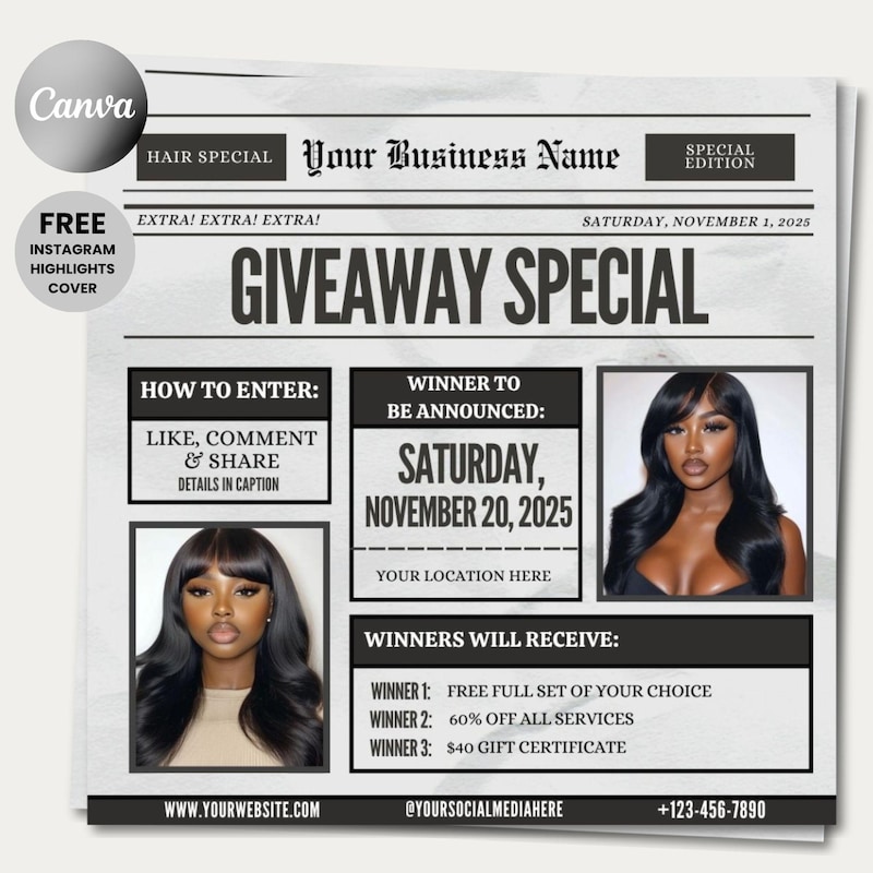 Hairstyle Deals Template - Etsy