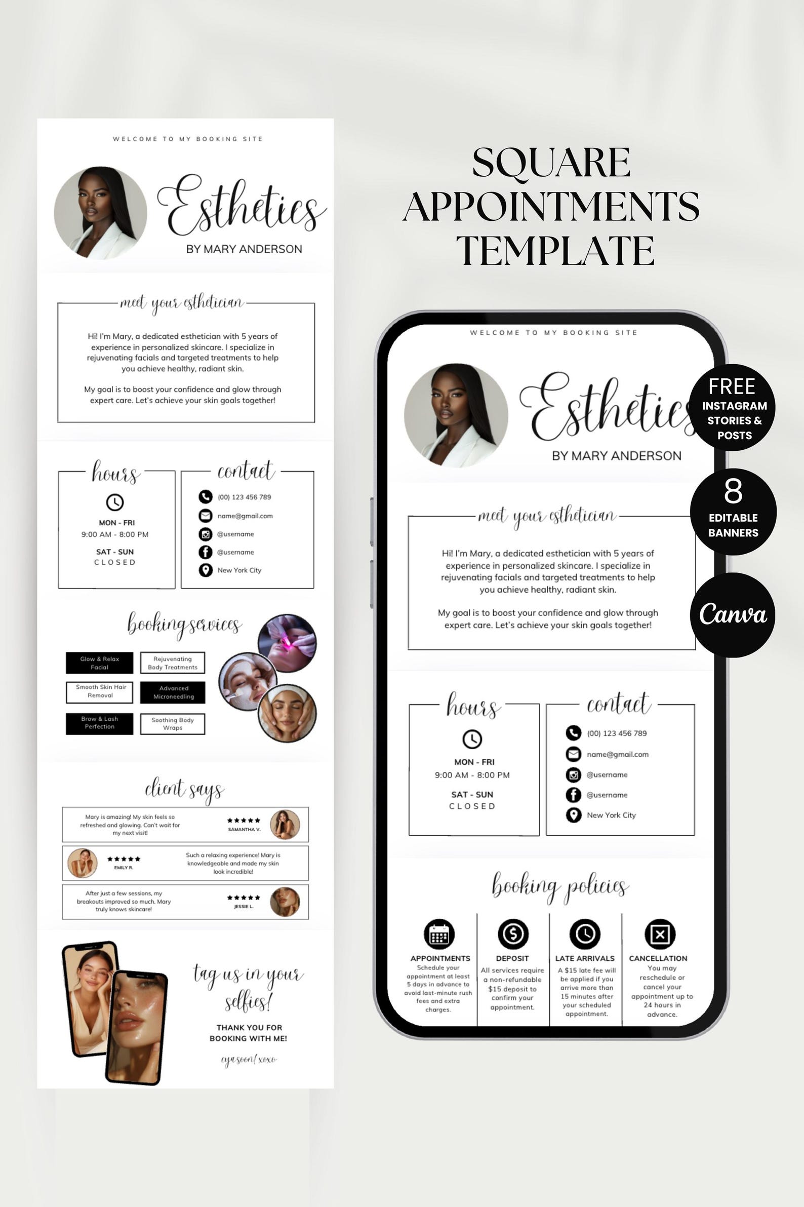 Square Appointment Template Estheticians Booking Website Esthetician ...