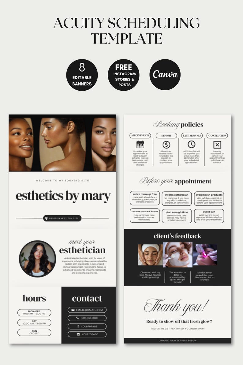 Esthetician Acuity Scheduling Template Esthetician Booking Acuity ...