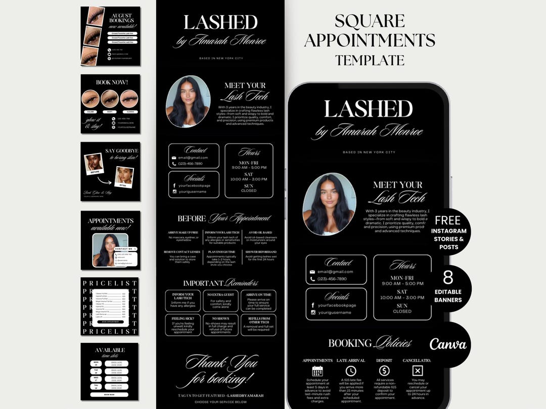 Lash Tech Square Appointment Lash Website Template Lashtech Booking ...