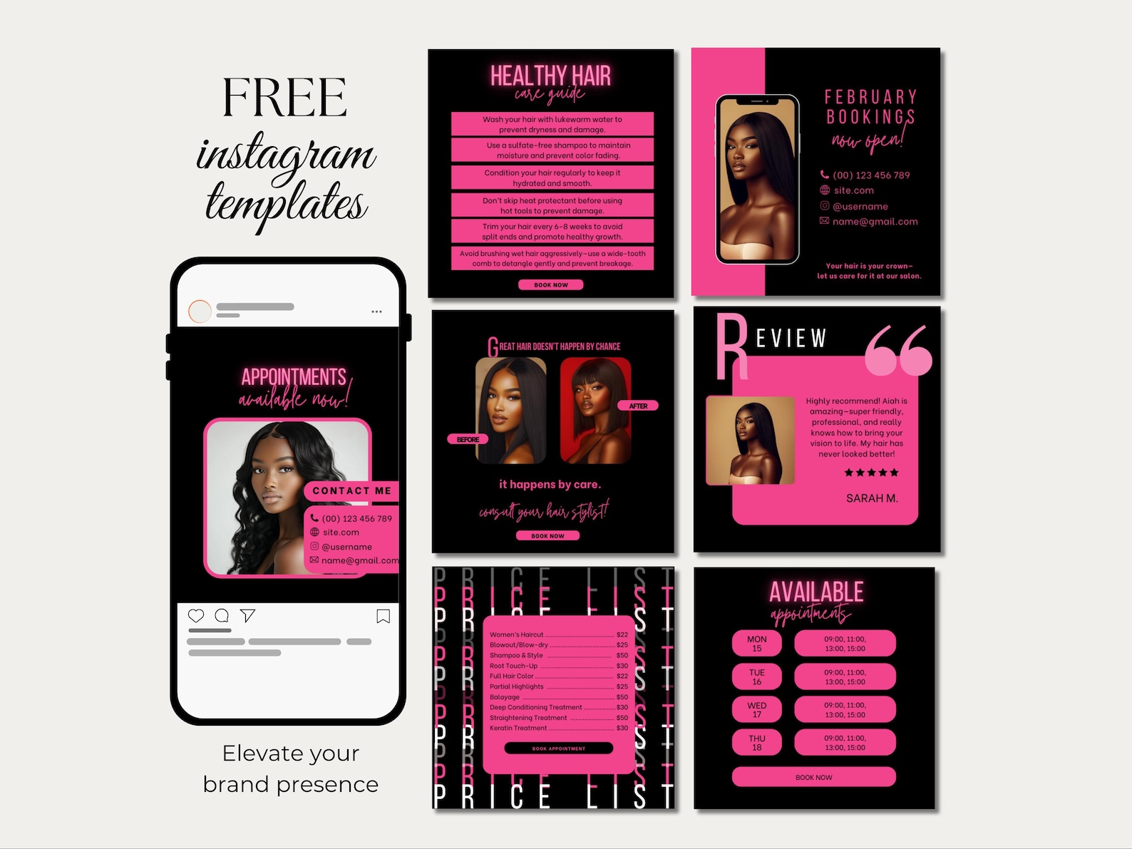 Acuity Hair Stylist Booking Schedule Canva Acuity Scheduling Template ...