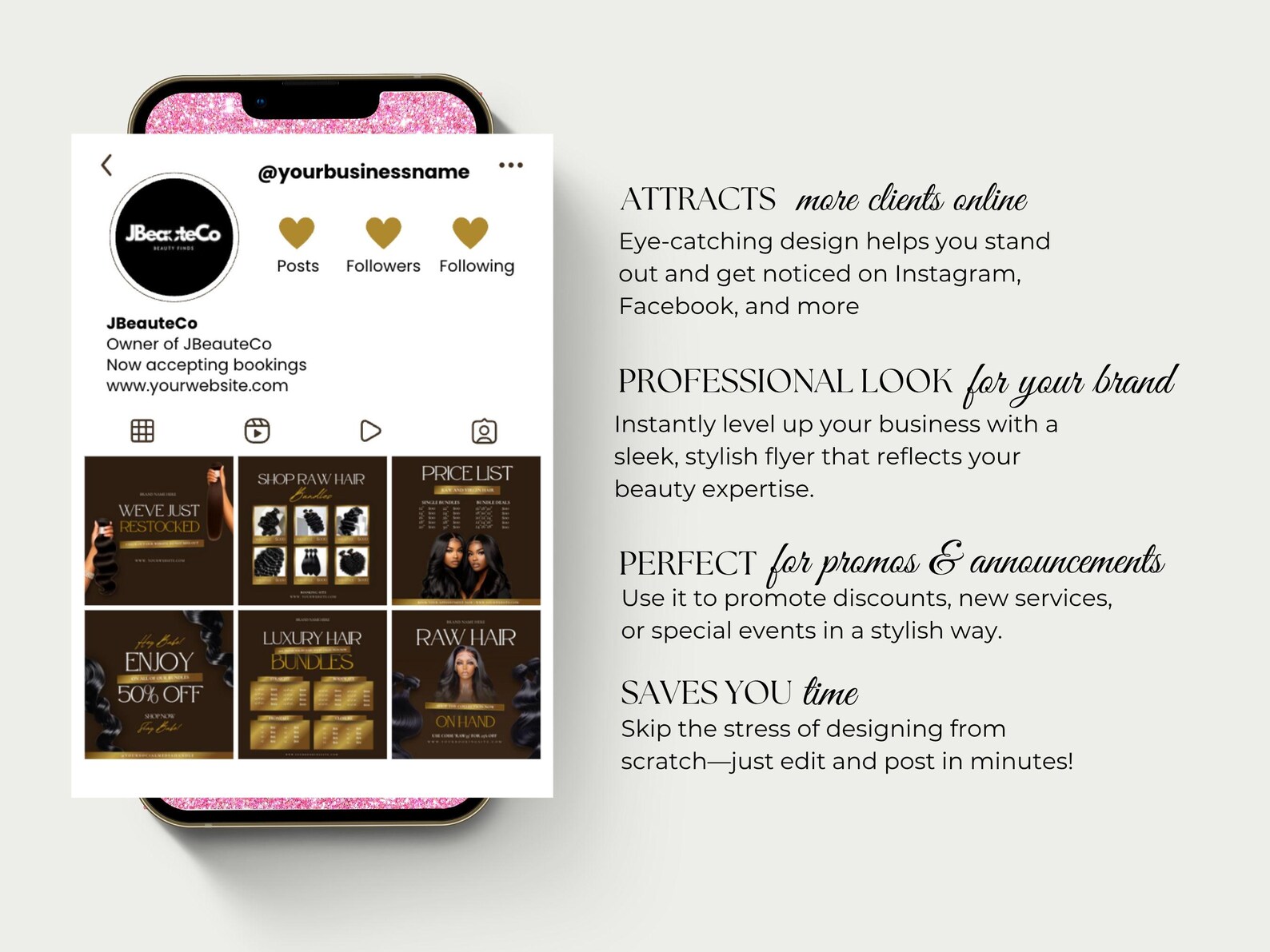 Bundles Pricelist Hair Business Flyer Hair Bundle Template Hair Deals ...