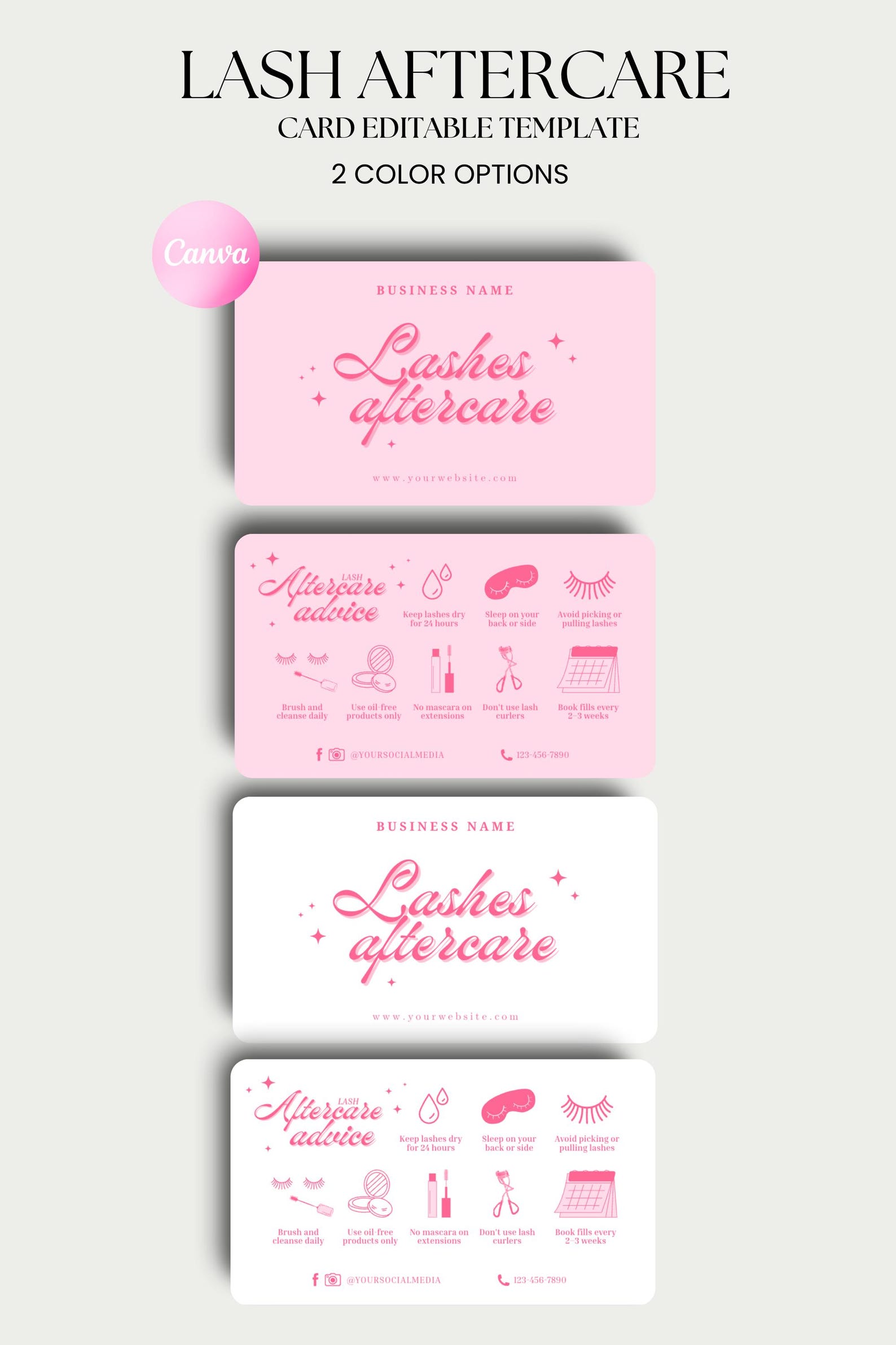 Lash Aftercare Cards Template Lashes After Care Guide Lash Extension ...