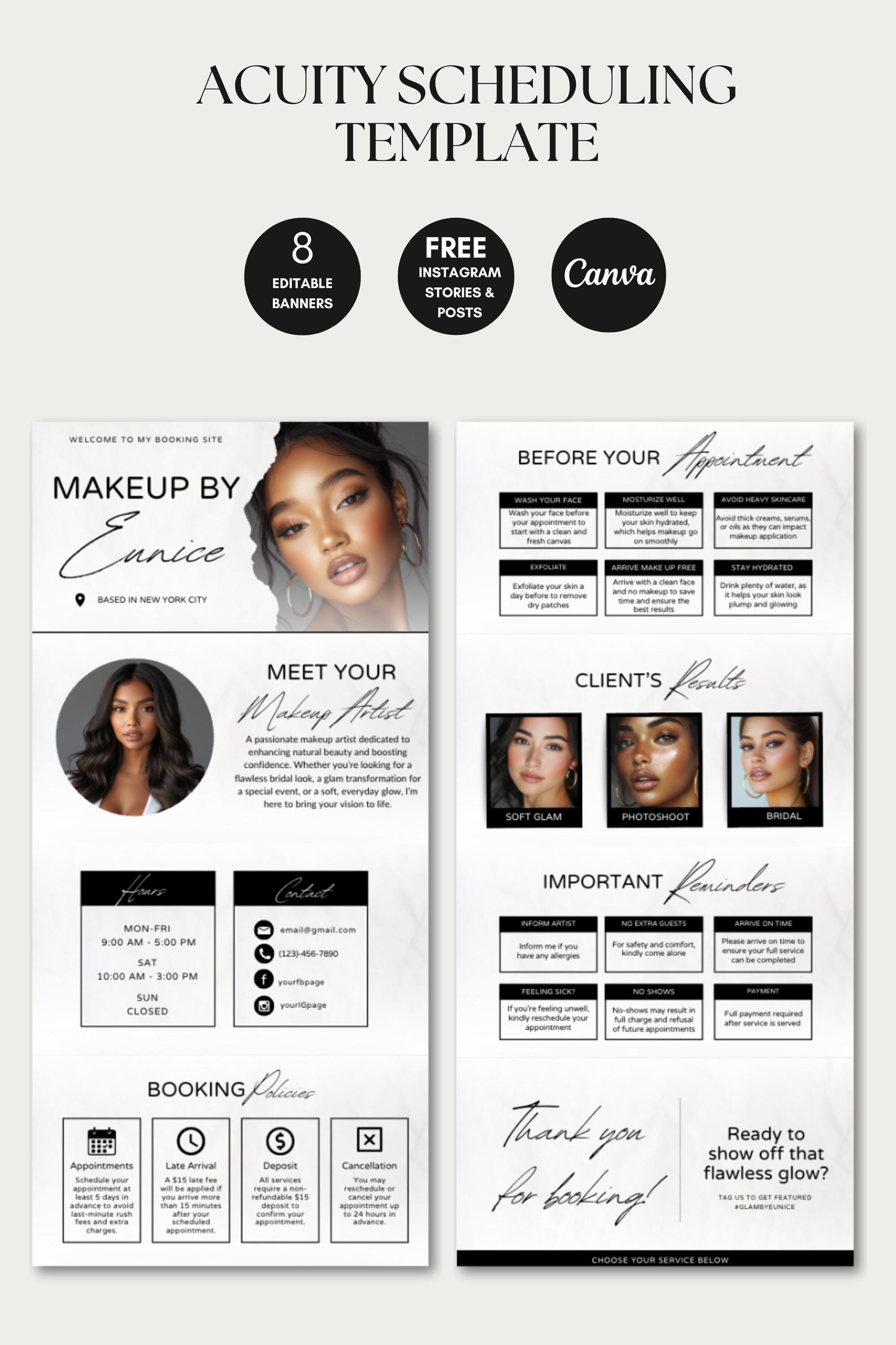 Makeup Acuity Scheduling Template Makeup Scheduler Acuity Template ...