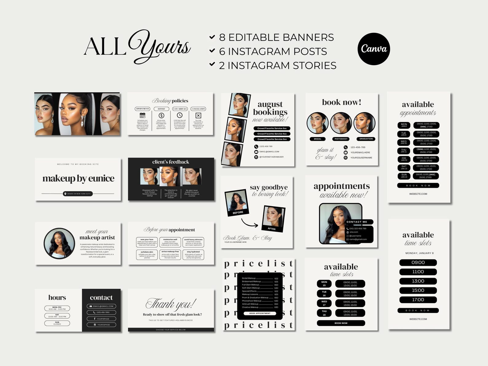 Makeup Acuity Scheduling Template Makeup Booking Site Makeup Schedule ...