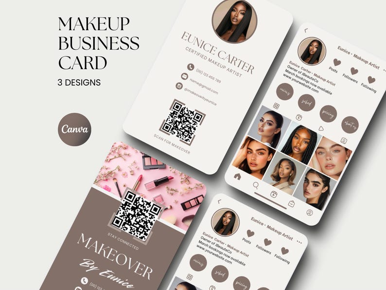 Makeup Business Card IG Makeup Artist Card Beauty Canva Business Card ...