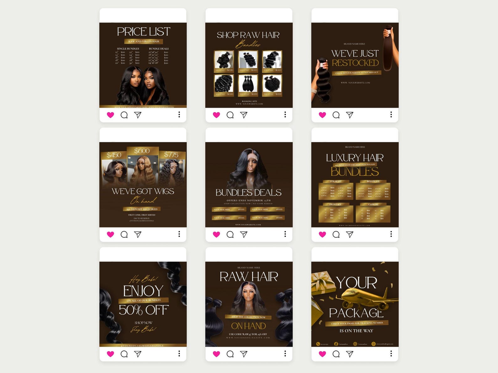 Bundles Pricelist Hair Business Flyer Hair Bundle Template Hair Deals ...