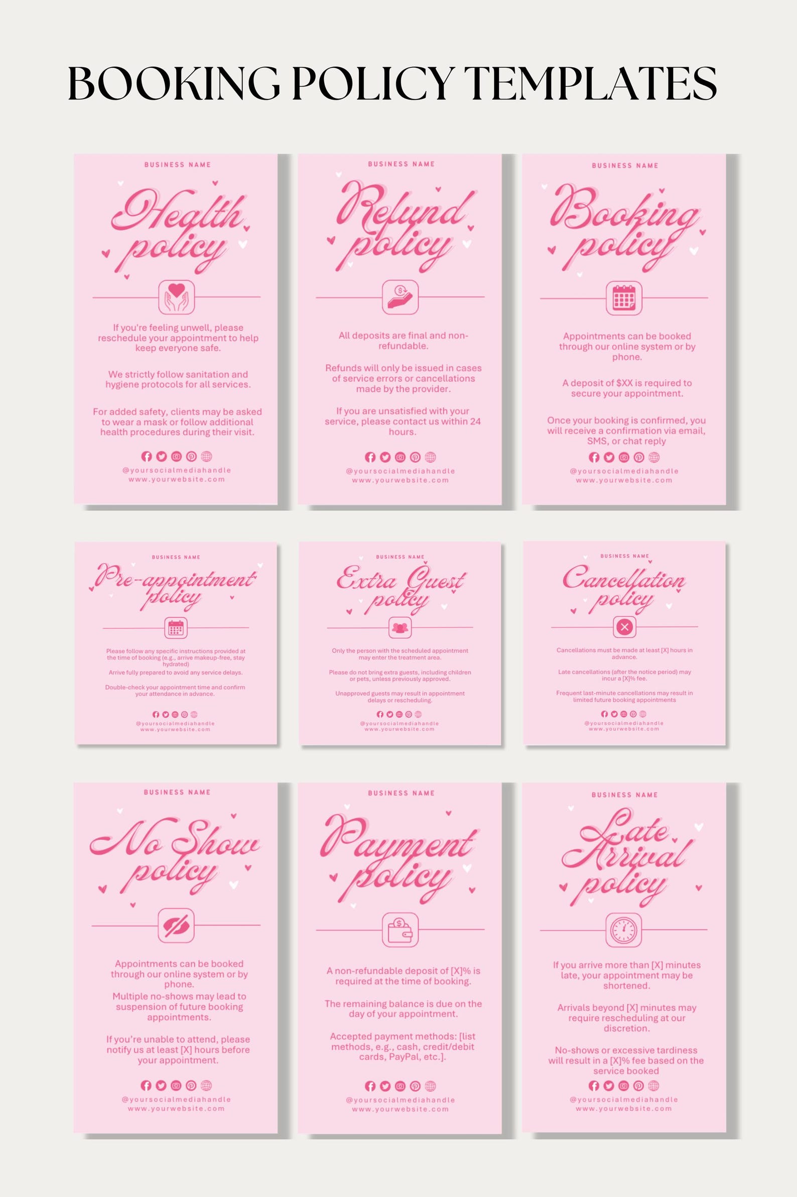 Booking Policy Template Instagram Booking Policies Template Hair ...