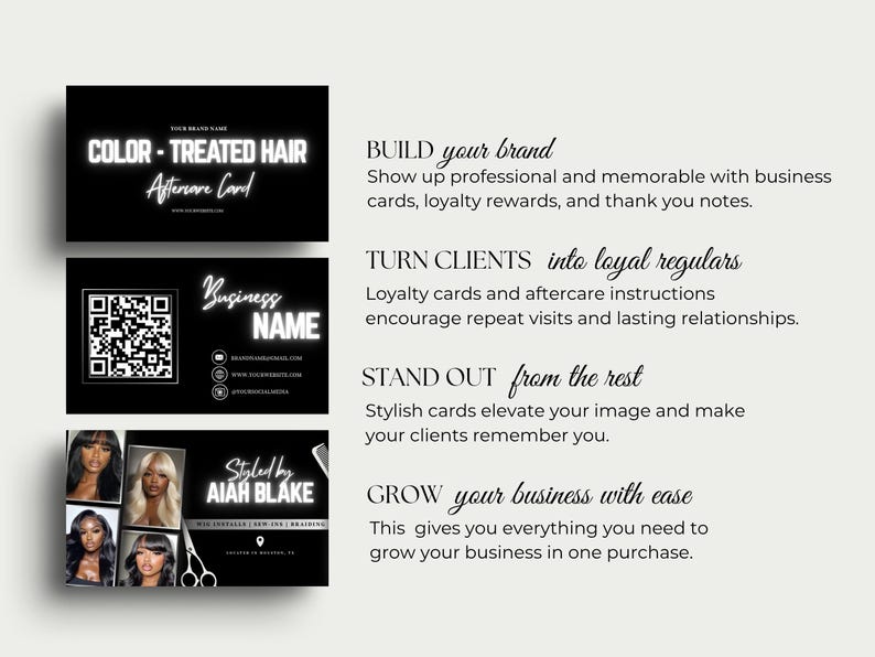 Hair Business Card Wig Template Canva Hair Card DIY Loyalty Card Hair ...