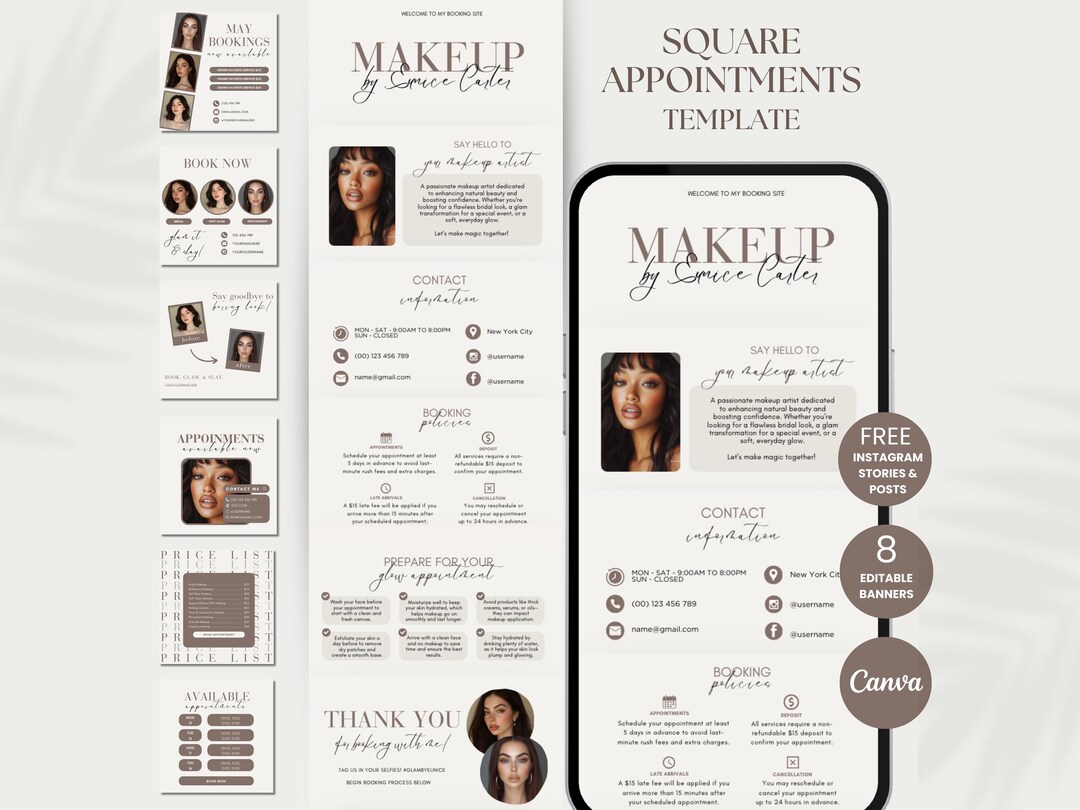 Square Booking Makeup Template Website Makeup Artist Square ...