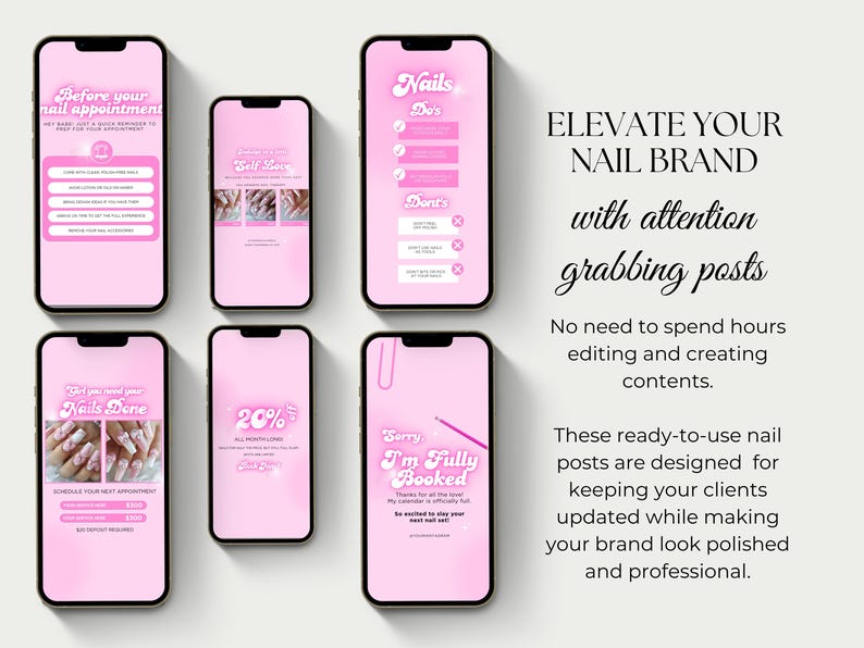 Nail Instagram Post Templates Nail Tech Social Media Nail Business ...