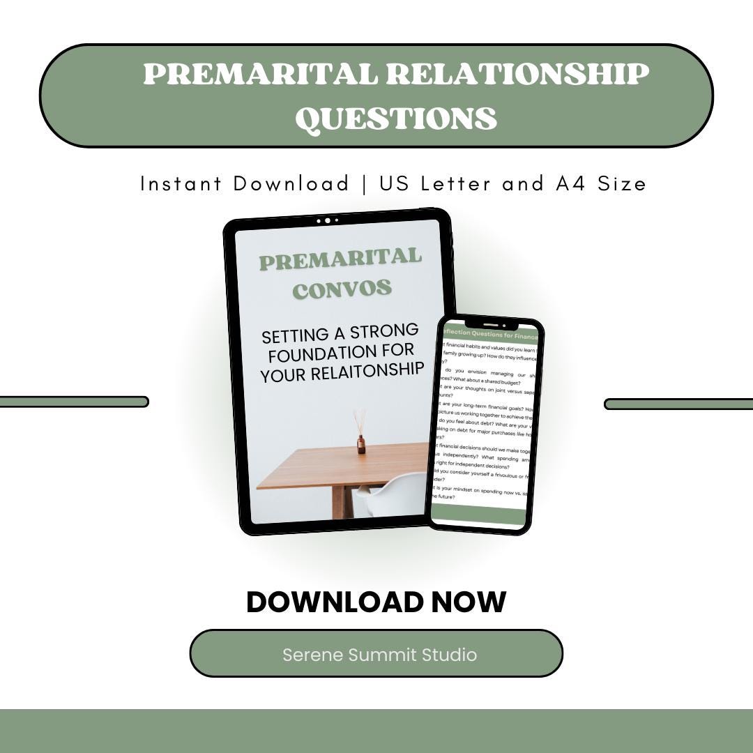 Premarital Questions for Couples | Marriage Prep Workbook | Engagement ...