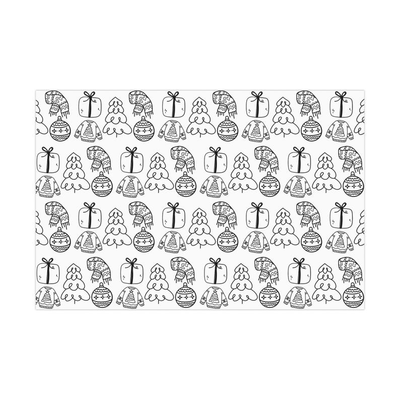 Coloring Wrapping Paper, Black and White Gift Wrap, Christmas Coloring ...