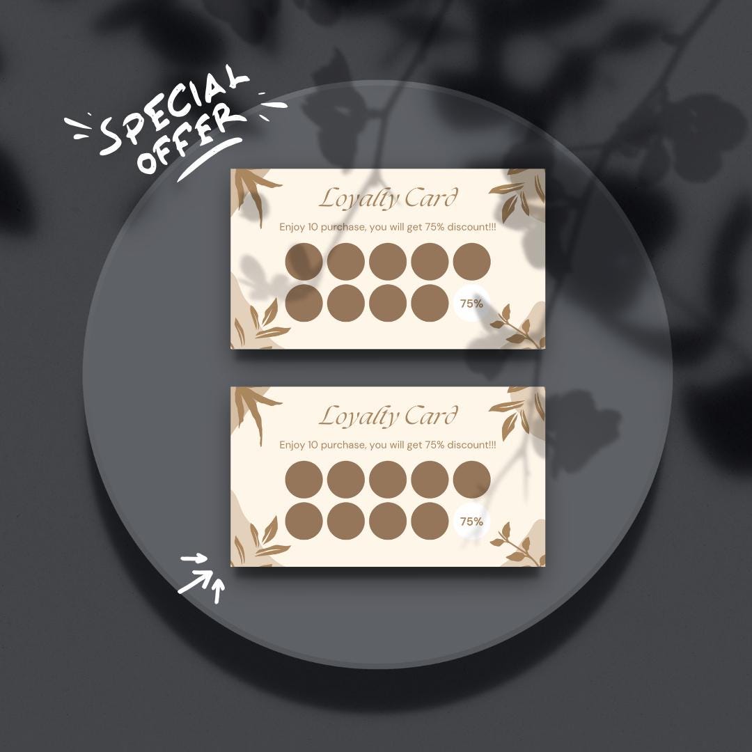 Editable Loyalty Card Canva Template With 75% Discount Reward Punch ...
