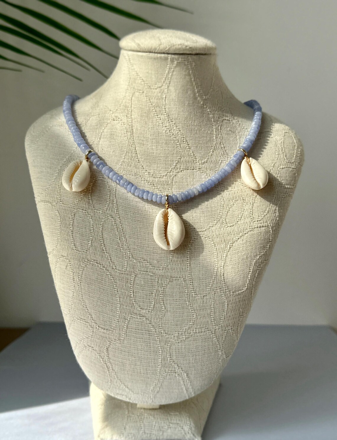 Natural Sea Shell Choker, Blue Marine Necklace, Natural Blue Agate ...