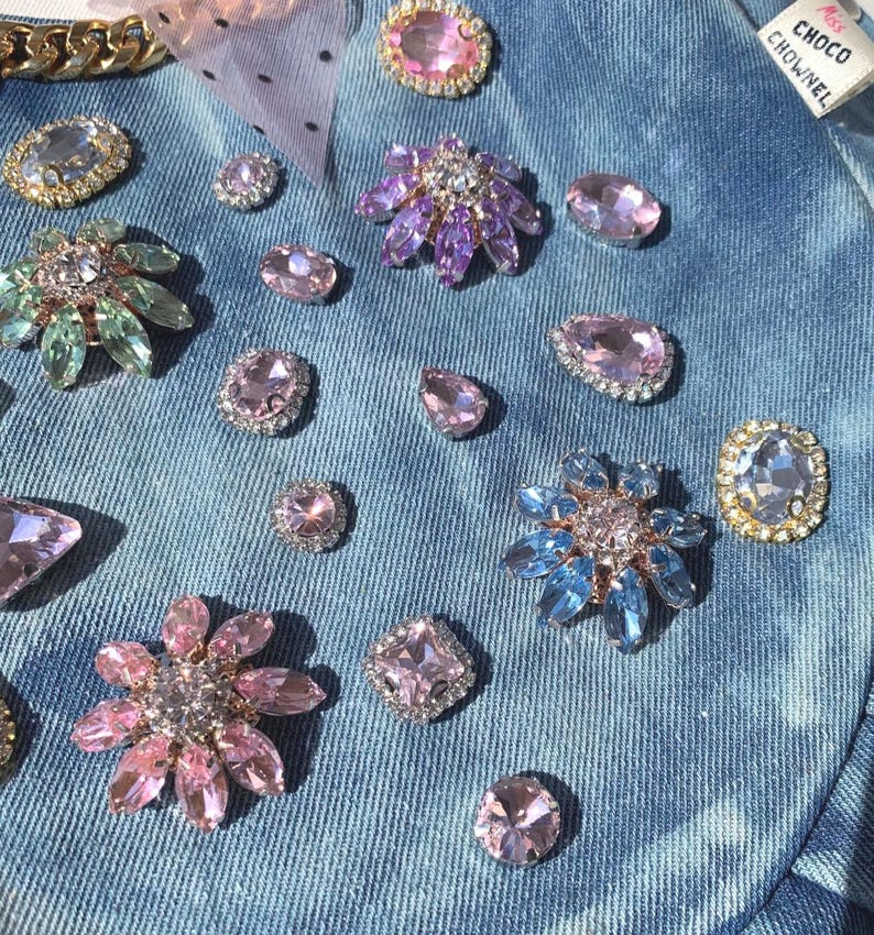 Diamonds Denim Dress, Dog Dress With Crystals, Denim Dog Dress, Denim ...