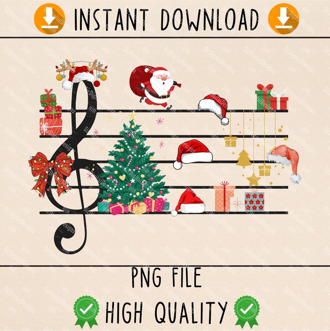Treble Clef Christmas PNG, Musician Christmas PNG T-shirt Design ...